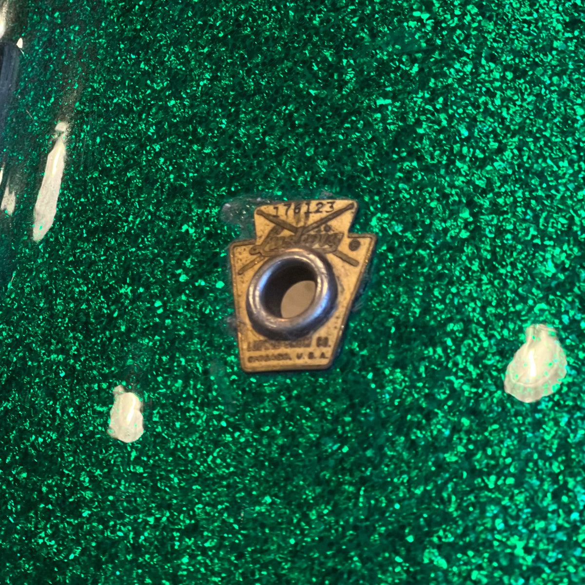 Vintage 1960s Ludwig Classic Outfit In Green Sparkle 14x22 9x13 1 Badges Drum Shop