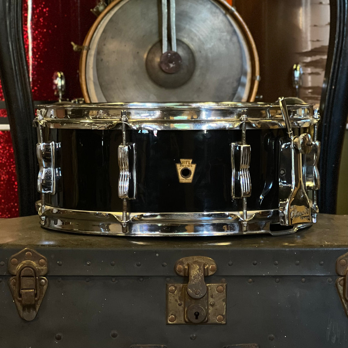 VINTAGE 1950's WFL 5.5x14 Super Classic Snare Drum in Black Cortex ...