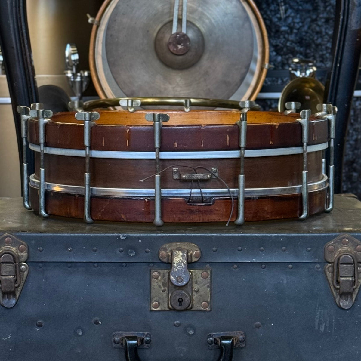VINTAGE 30's Leedy 3.5x15 Single Tension Snare Drum in Natural Mahogan ...