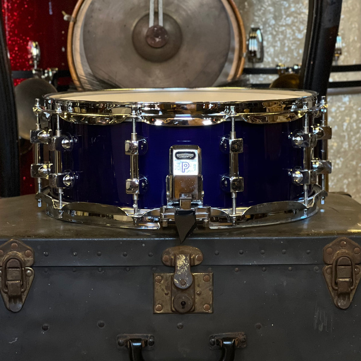 USED 1990's 5.5x14 Premier Signia Maple Snare Drum in Blue Sapphire La ...