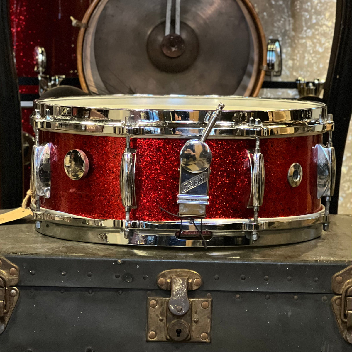 VINTAGE 1960's Gretsch Round Badge 5.5x14 Name Band Snare Drum in Red ...