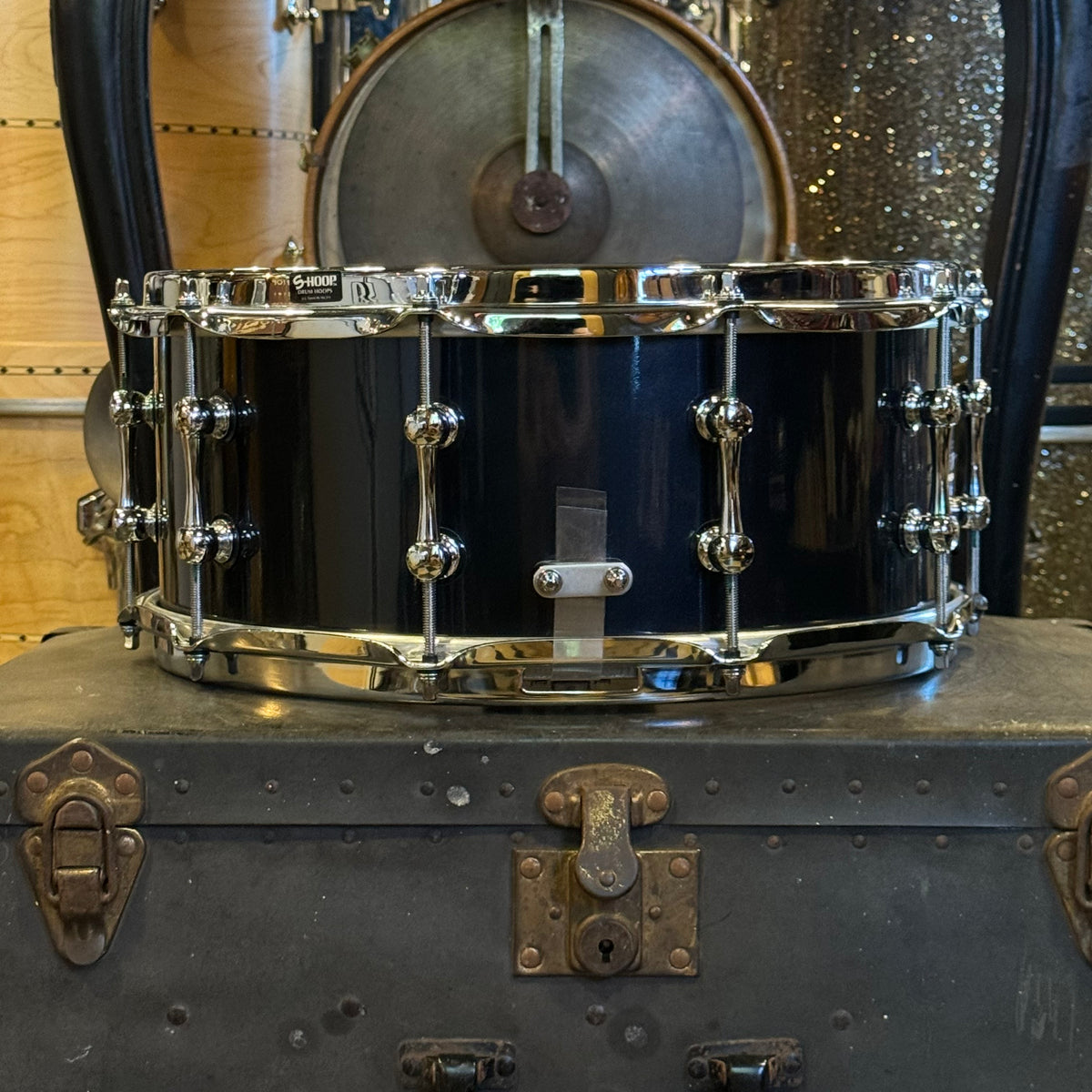 USED Ahead 6.5x14 Steam Bent Solid Shell Maple Snare Drum in Black Lac ...