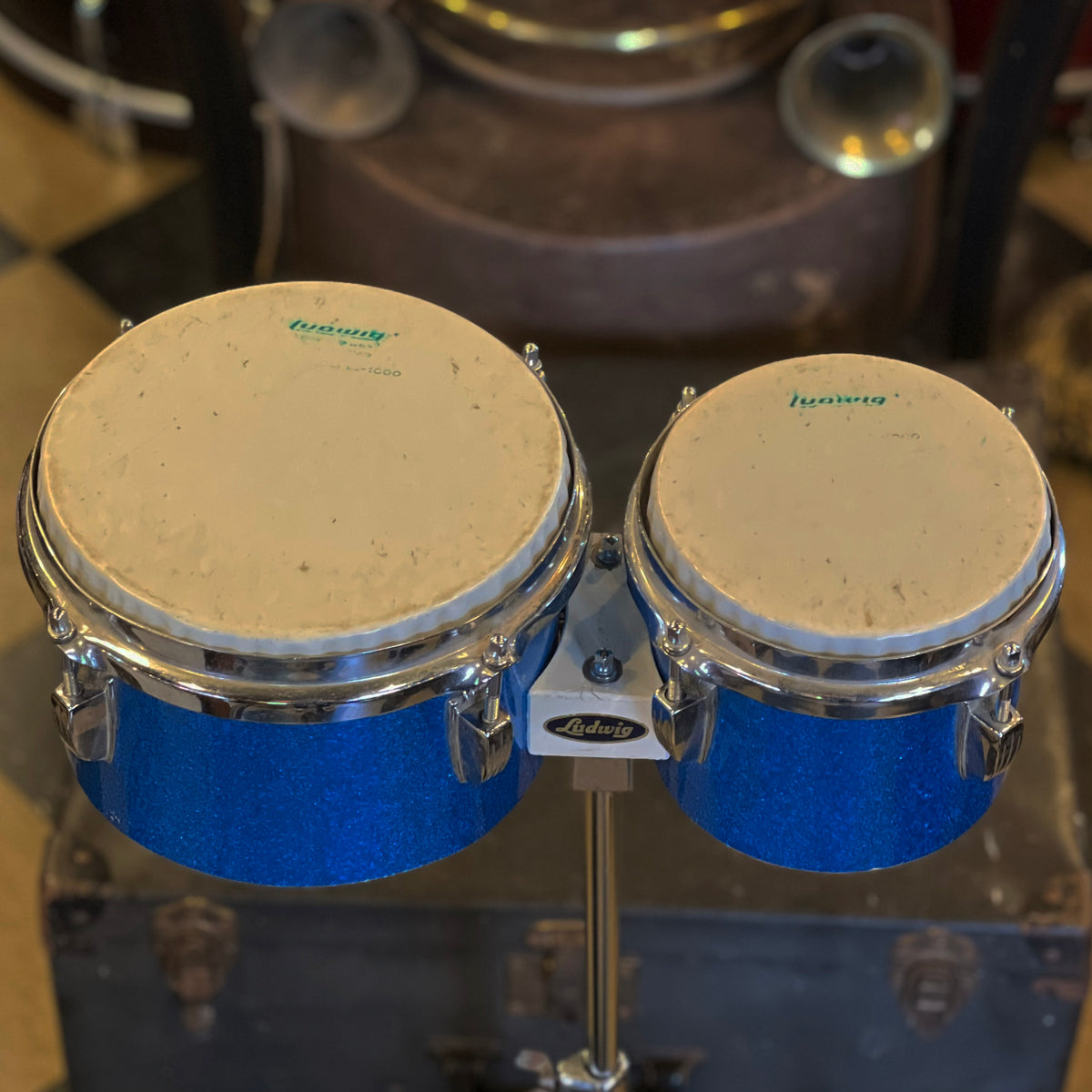 VINTAGE 1970's Ludwig Bongos in Blue Sparkle – Badges Drum Shop