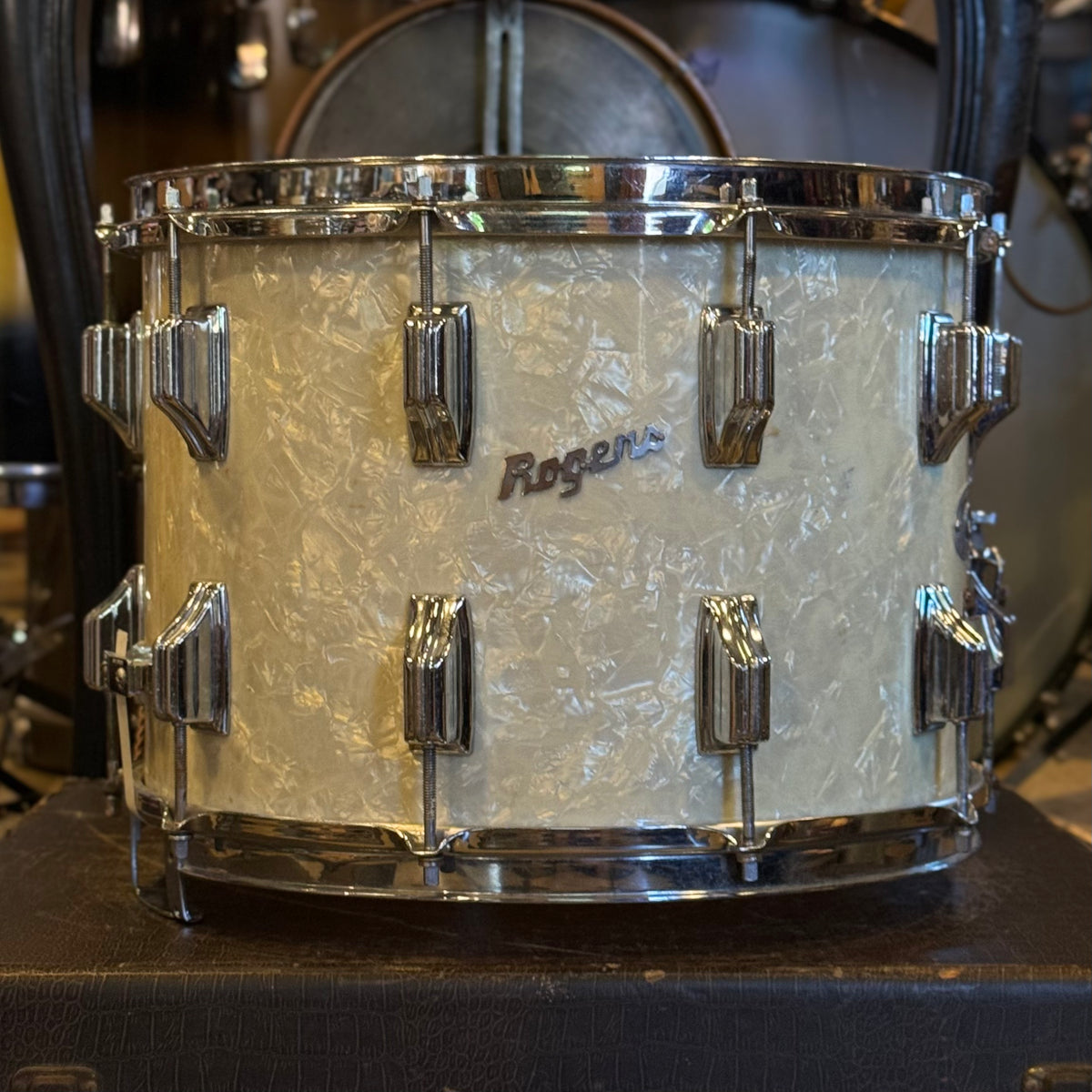 VINTAGE 1960's Rogers 10x14 Dynasonic Snare Drum in White Marine Pearl ...