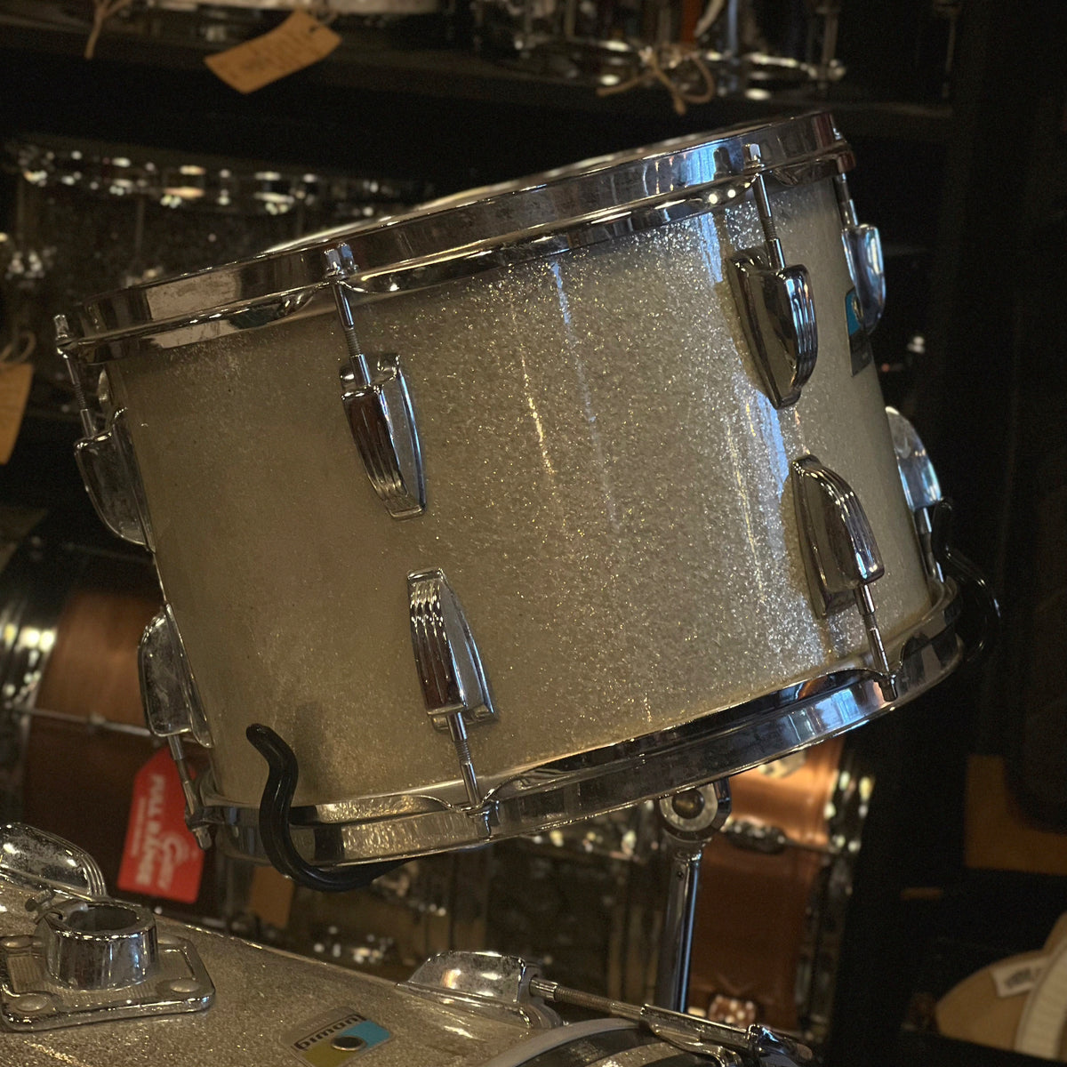 VINTAGE 1970's Ludwig Blue & Olive Badge Drum Set in Silver Sparkle ...