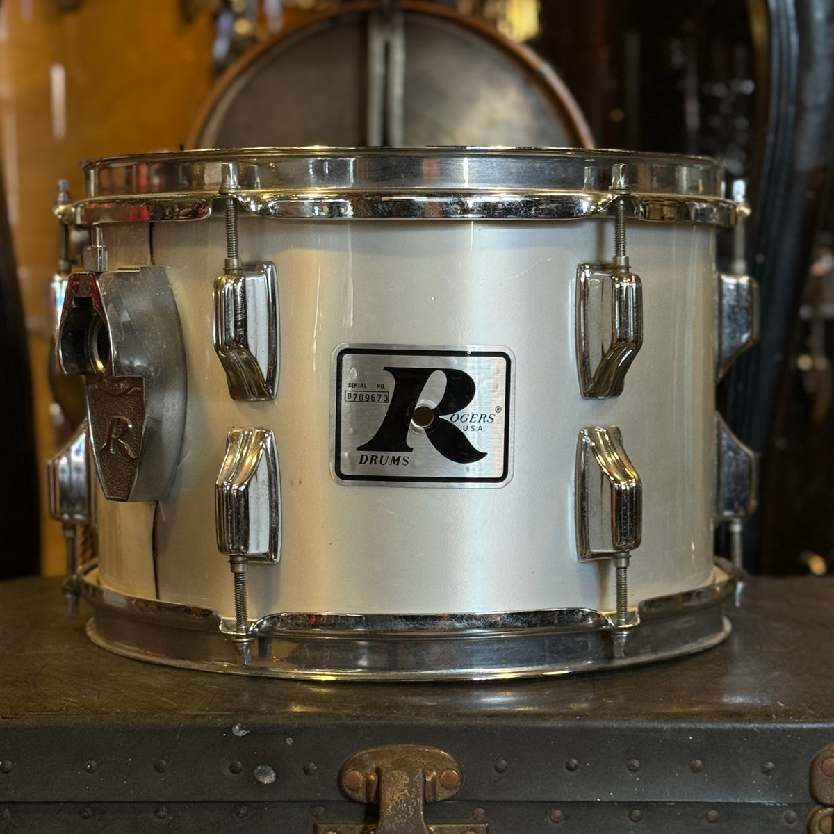 VINTAGE 1970's Rogers Big R 8x12 Tom in Silver Mist – Badges Drum Shop