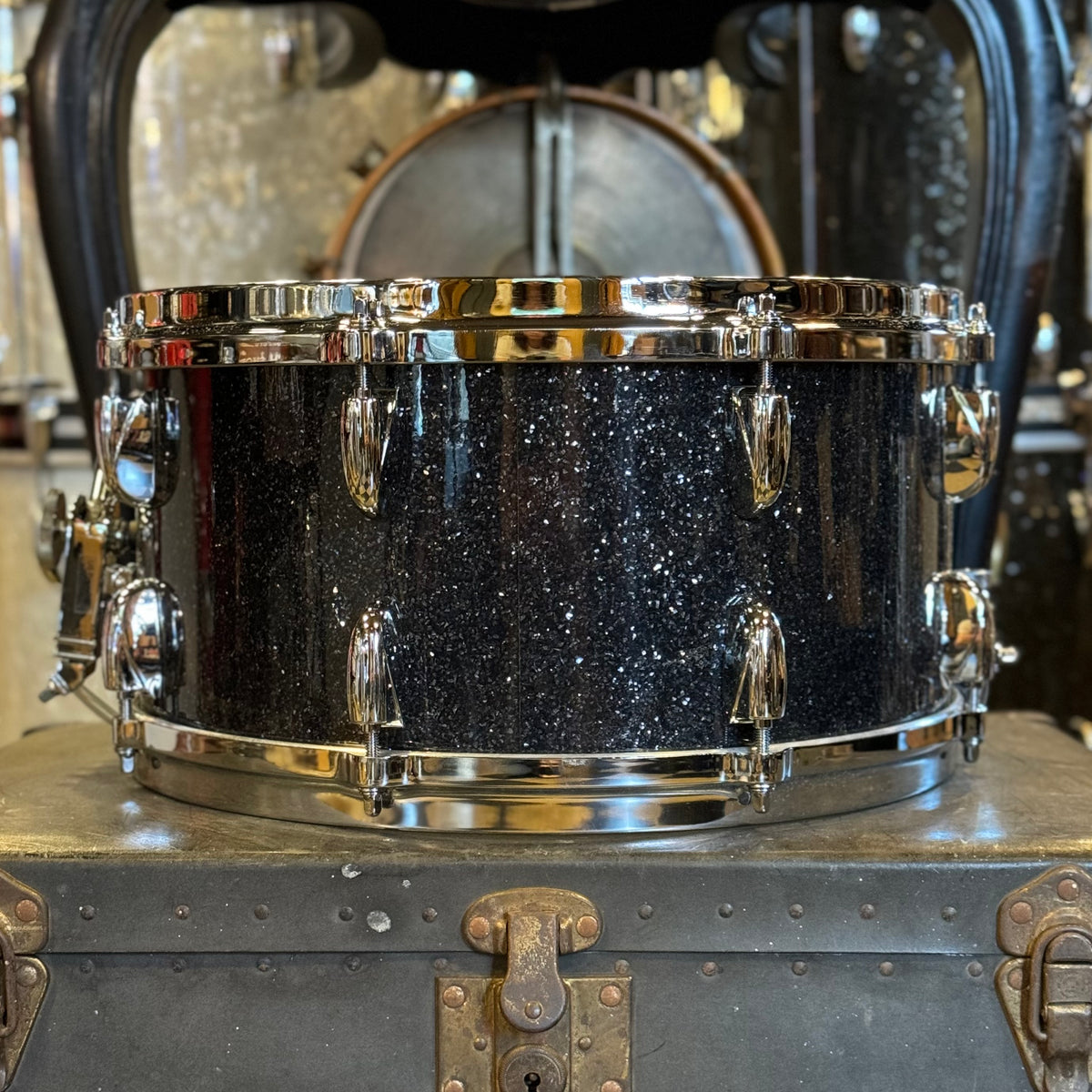 NEW Gretsch 7x14 USA Custom Snare in Black Glass Glitter with Micro Se ...