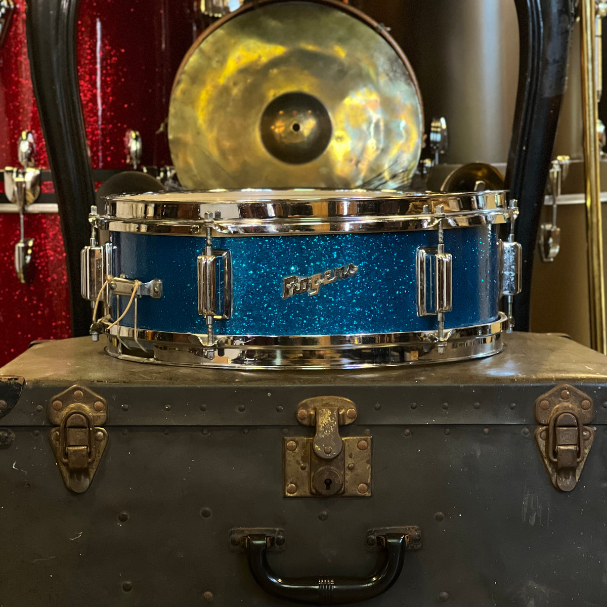 VINTAGE 1960's Rogers 5x14 Cleveland Era Luxor Snare Drum in Blue Spar ...
