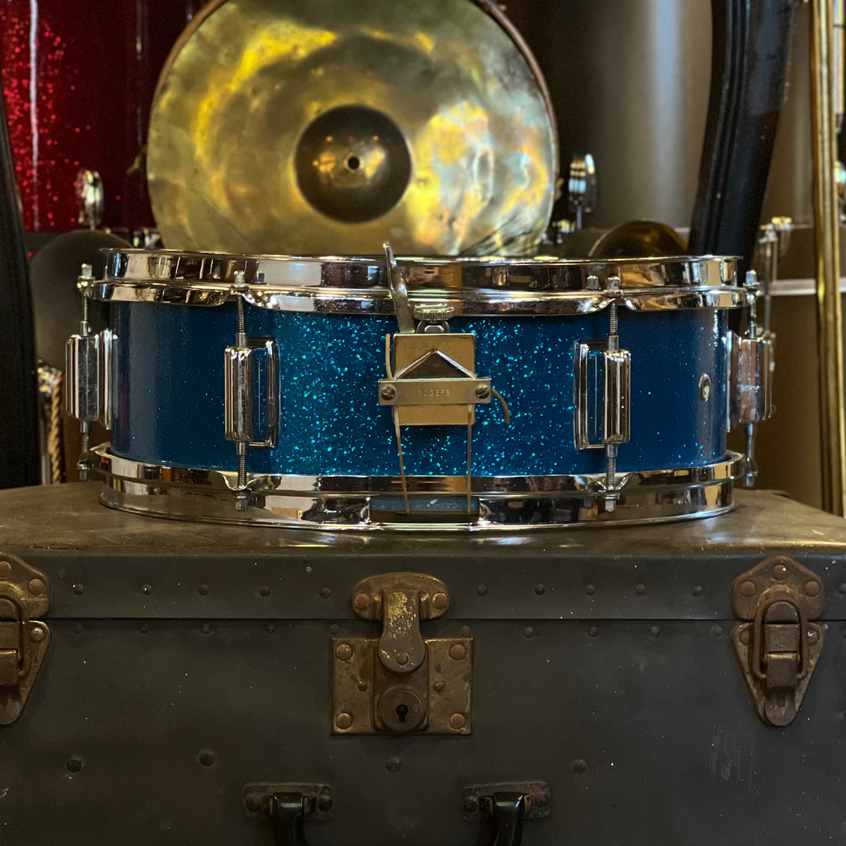 VINTAGE 1960's Rogers 5x14 Cleveland Era Luxor Snare Drum in Blue Spar ...