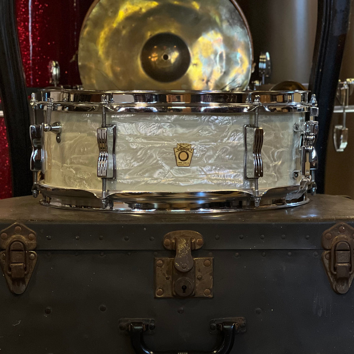 VINTAGE 1967 Ludwig 5x14 Jazz Festival Snare Drum in White Marine Pear ...