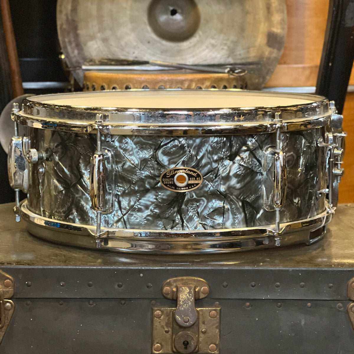 VINTAGE 1964 Slingerland 5x14 No. 161 Student Deluxe Snare Drum in Bla ...