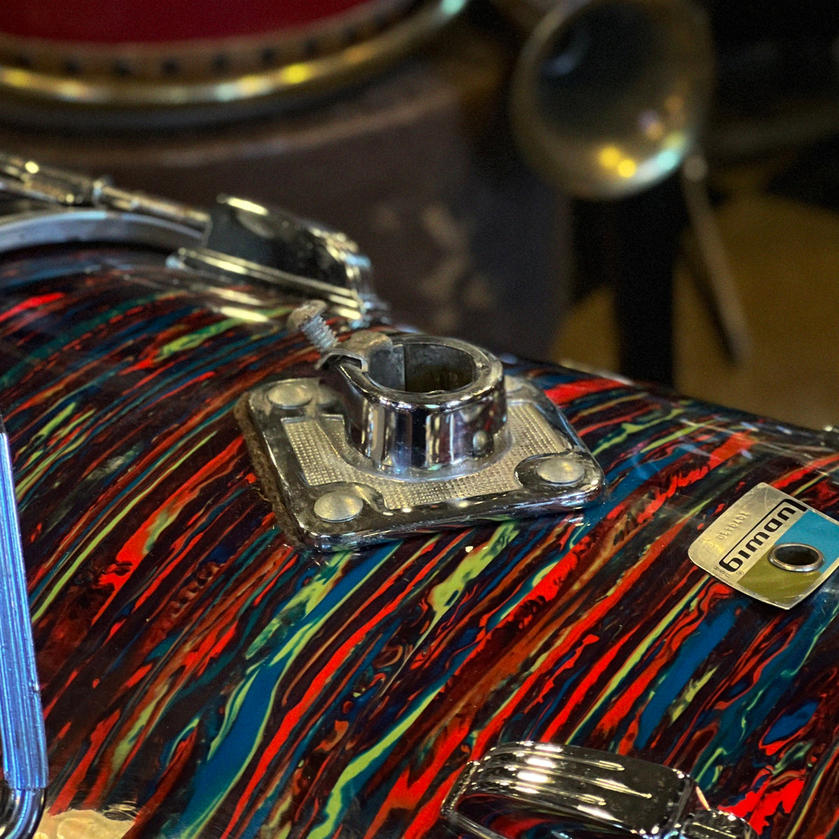 VINTAGE 1970's Ludwig 14x20 Bass Drum in Psychedelic Red – Badges Drum Shop