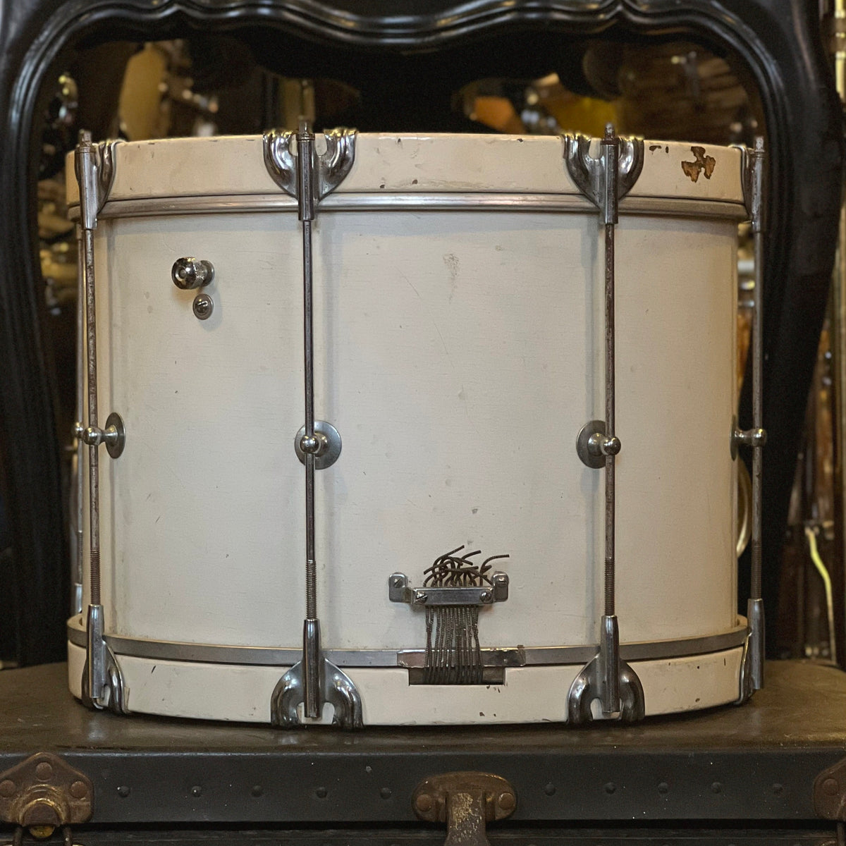 VINTAGE 1960's Slingerland 10x14 Marching Snare Drum in White Lacquer ...